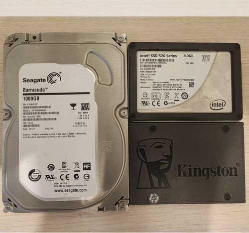 Накопители HDD 1000, SSD 256 и 60