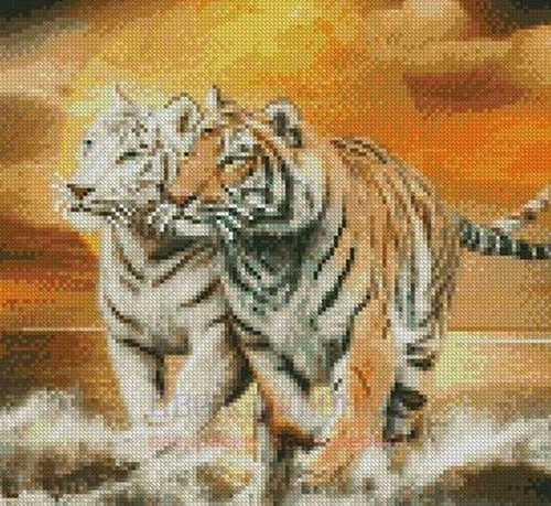 Алмазная мозаика 40x50 Тигры на море