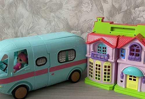 Набор: автобус и дом для кукол LOL