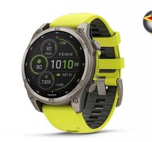 Часы Garmin Fenix 8 47mm Solar Sapphire Titanium Yellow 010-02906-21