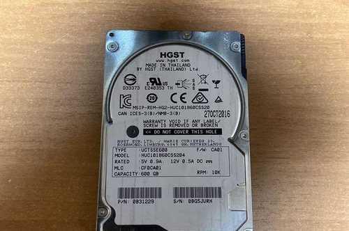 Жесткий диск HDD hgst 2,5" 600gb SAS 10K