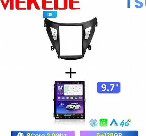 Магнитола 9.7 дюйма Hyundai Elantra 5 JK GD MD UD F1 DS 2011-2015 Mekede TS6 6 128G carplay