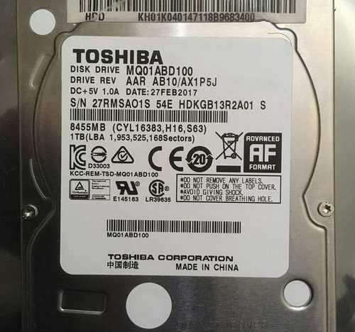 HDD 2.5" Toshiba MQ01ABD100 1Tb