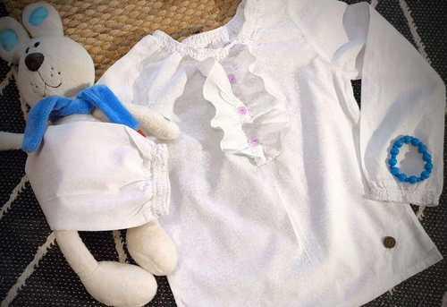 Блузка для девочки 104 110 белая нарядная батист