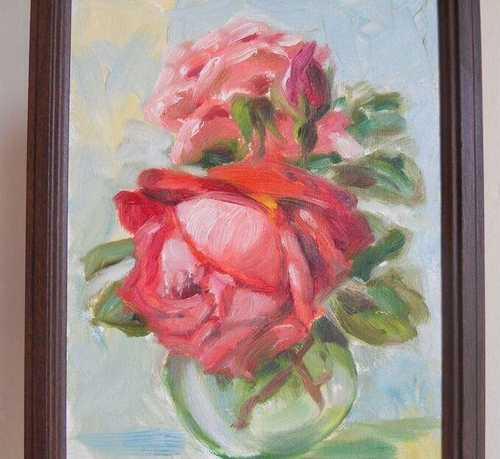 Картина Три розы холст масло Картины с цветами