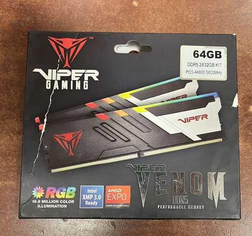 Память Patriot DDR5 64GB 5600 KIT2 Viper Venom RGB