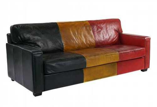 Трехцветный кожаный диван