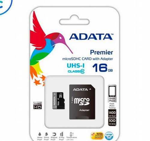 Флеш карта microSD 16GB adata Premier (SD адаптер)