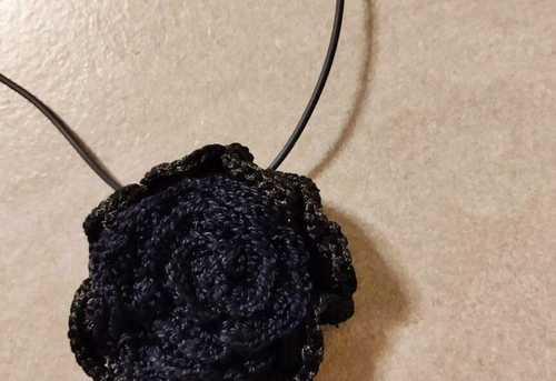 Кулон-украшение на подвеске Черная Роза Ручная Раб
