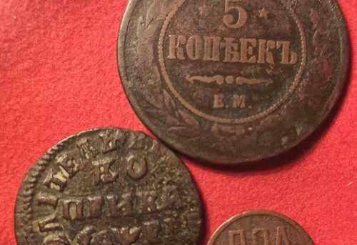 Лот медных монет от Петра 1 до СССР ранний