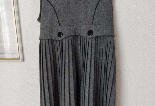 Школьный сарафан платье плиссе -140 Р серый