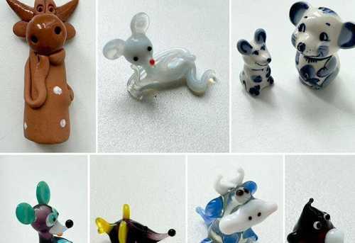 Стеклянные и керамические фигурки животных