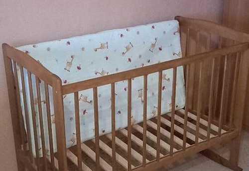 Детская кровать для новорожденных с матрасом