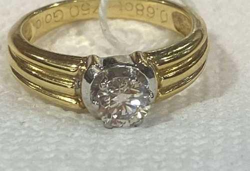 Золотое кольцо 750 с бриллиантом 0.68