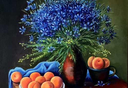 Картина маслом на холсте натюрморт цветы фрукты