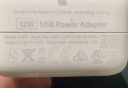 USB Power Adapter 12W apple Model A1401 Оригинал