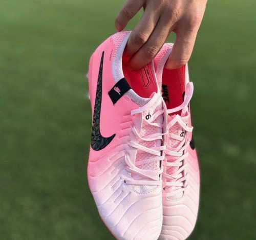 Бутсы Nike Tiempo Legend X pink and white