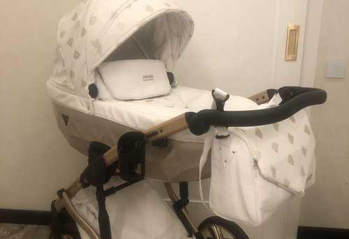 Коляска Junama Glow 3 в 1 JGL-01 белая кожа/ медь