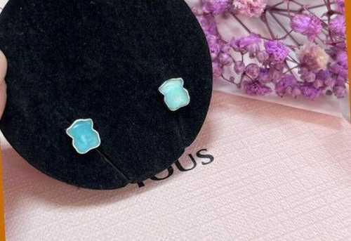 Серьги Tous cool color камень амазонит 7мм тоус