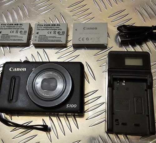 Canon S100 Б/У фотоаппарат + батарейки и зарядка