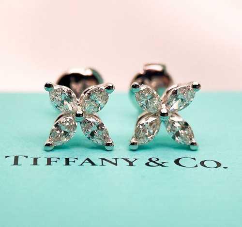 Золотые пусеты Tiffany (AU 750)