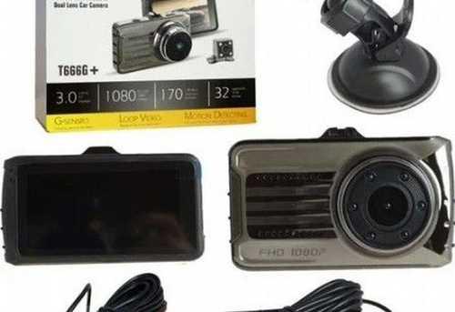 Видеорегистратор T666G+ (Full HD, 2 камеры)