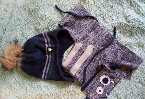 Комплект шапка и шарф для мальчика/шапка зимняя