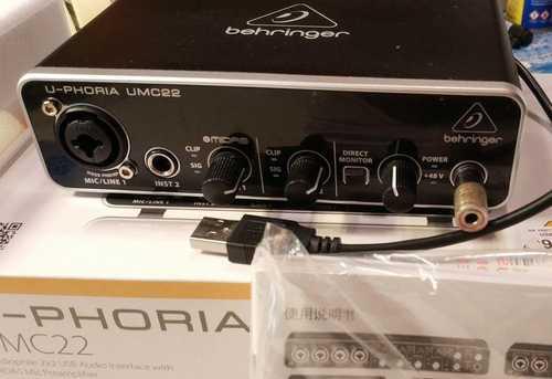 Звуковая карта Behringer UMC22 U-phoria usb 2.0