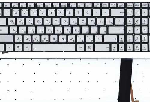 Клавиатура для ноутбука Asus N550 серебристая с по
