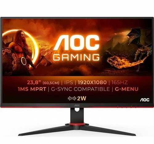 AOC 23.8" Gaming 24G2SPU черный/красный IPS LED 1m