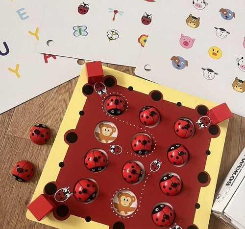 Деревянная развивающая игра(божьи коровки)