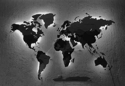 Деревянная карта мира на стену