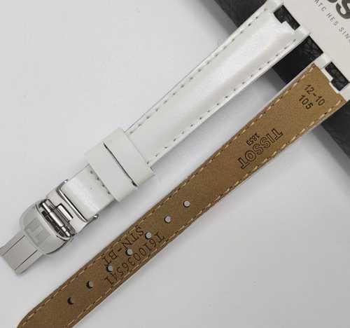 Кожаный белый ремешок для часов Tissot Flamingo