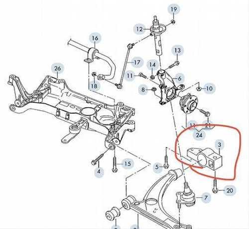 Сайлентблок задний переднего рычага Audi VW Skoda