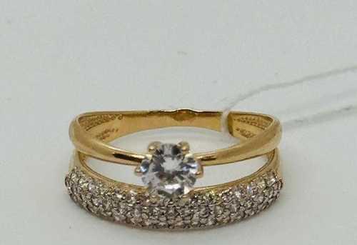 Золотое кольцо с фианитами 17,5 размер