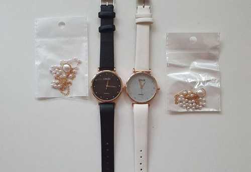 Женский комплект наручные кварцевые часы и браслет