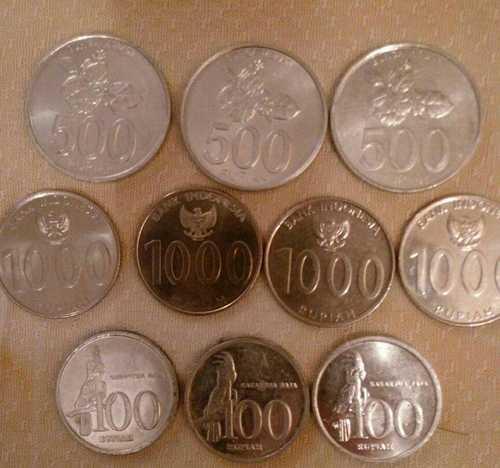 Монеты(Индонезия, Китай,Индия,Эмираты,Европа)