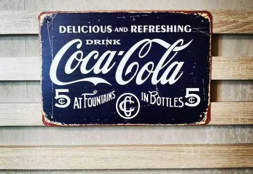 Декор на стену табличка металлическая Coca-Cola