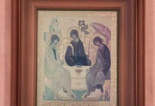 Икона Святая троица, деревянный киот