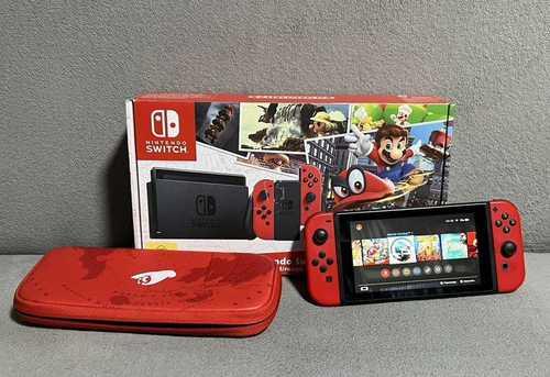 Nintendo switch rev1 Red (Прошивка, 128Gb, Чехол)