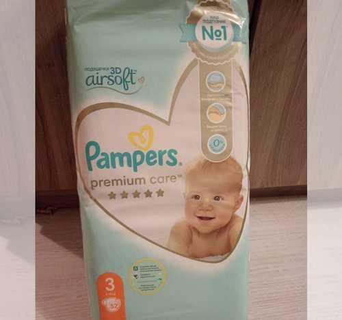 Подгузники pampers premium care 3