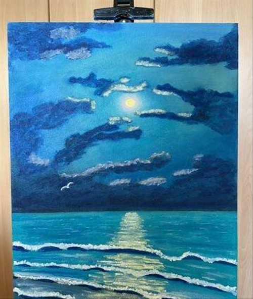 Картина маслом на холсте Ночь на море