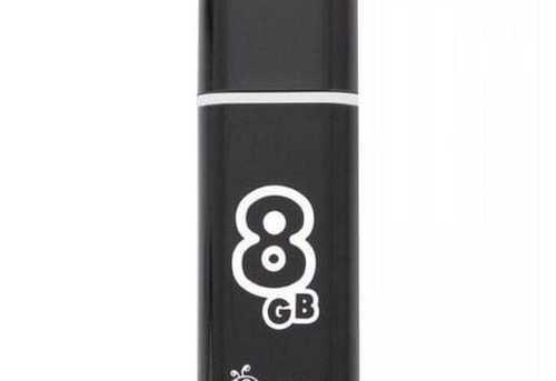Флеш-диск 8 GB, smartbuy Glossy, USB 2.0, черный