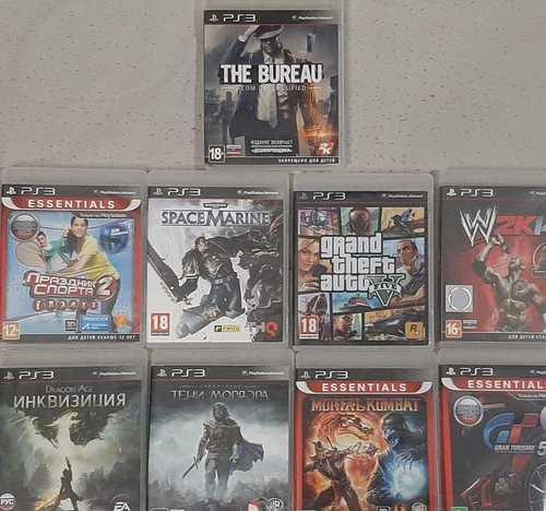 Диски ps3: GTA5, THE bureau, W2K14, Mortal Kombat