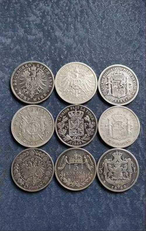 Монеты старинные Европа серебро