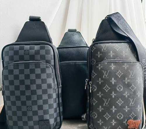 Мужская сумка LV sling натуральная кожа