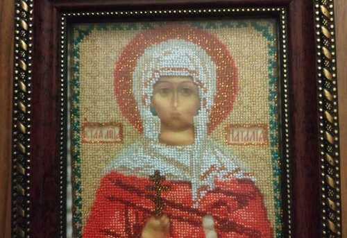 Икона "Мученица Наталья", вышивка бисером, 17х20