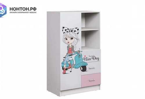Шкаф комбинированный Вега fashion-1 белый / розовы