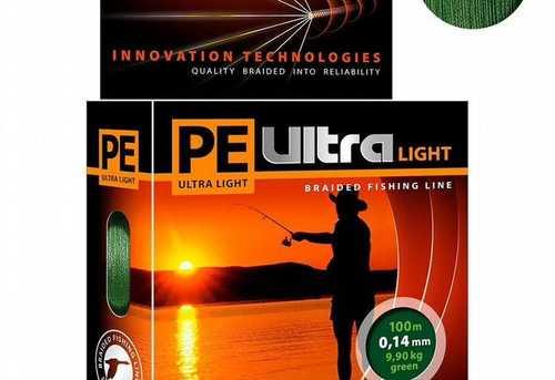 Шнур aqua PE ultra light Dark Green 0,14mm100m2шт