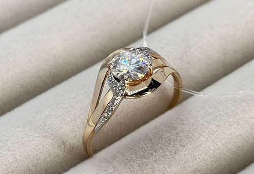 Золотое кольцо с бриллиантами и Муассанитом
